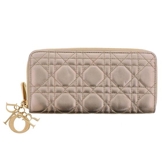 Dior | Bags | Christian Dior Lady All Fastener Wallet Long Gold Ab ...